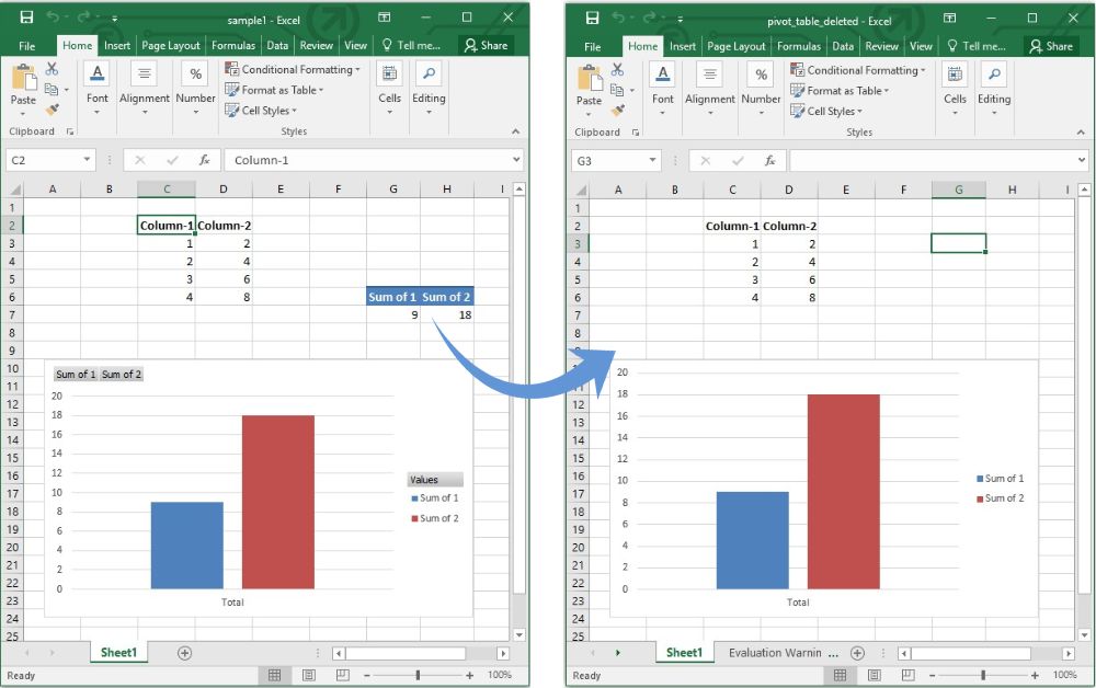Excel シートから Python でピボットテーブルを削除する方法